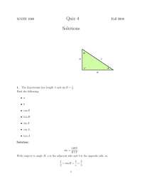 Quiz #4 with Resolution - Trigonometry | MATH 1060 - Docsity