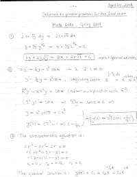 Solution to Practice Problems for the Final Exam - Differential ...