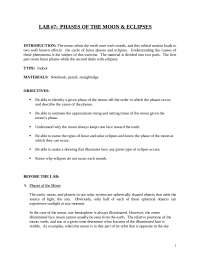 Phases of The Moon and Eclipses Introduction - Lab 7 | AST 112 - Docsity
