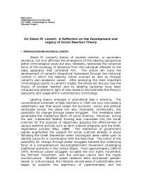 A Reflection on Development and Legacy of Social Reaction Theory ...