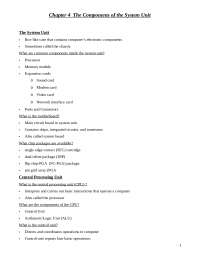 The Components of The System Unit Outline - Computer Applications | CSC 1010 - Docsity