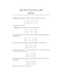 Solutions for Linear Algebra Problems - Final Examination | MATH 2270 ...