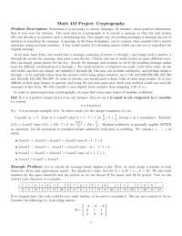 Cryptography - Matrix Analysis - Project | MATH 410 - Docsity