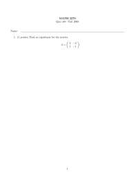 Practice Quiz 8 - Linear Algebra | MATH 2270 - Docsity