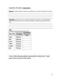 Experiment 3 Worksheet: Atomic Spectra | CHM 1020 - Docsity