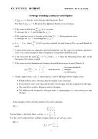 Strategy of testing a series for convergence | MATH 022 - Docsity