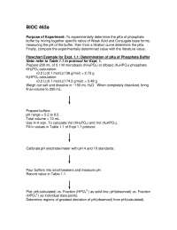 Determination of pKa of Phosphate Buffer - Experiment | BIOC 463A - Docsity