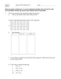 Expected Value Worksheet I for Business Mathematics I | MATH 115A - Docsity