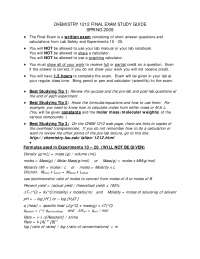 Final Exam Study Guide for General Chemistry Lab | CHEM 1212 - Docsity