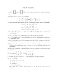 12 Questions in Introduction to Linear Algebra - Final Exam | MATH 215 - Docsity