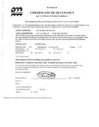 Permanent Certificate of Occupancy - Certificate of Zoning Compliance ...