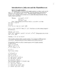 Introduction to Julia Sets and the Mandelbrot Set - Solved Examples | MATH 165 - Docsity
