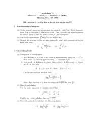 Nonelementary Integrals, Calculating Limits - Notes | MATH 222 - Docsity