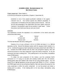 Experiment 2: Extraction - Organic Chemistry Majors Laboratory I | CHEM ...