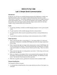 Simple Serial Communication - Laboratory 3 | EECS 373 - Docsity