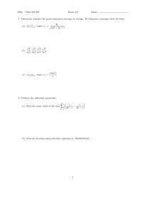 Exam 2 - Converge, Diverge | Calculus II | MATH 166 - Docsity