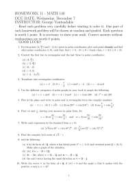 Homework 11 Questions Unsolved - College Algebra | MATH 140 - Docsity