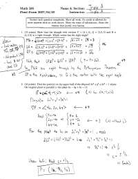 Calculus III Final Exam: 8 solved problems | MATH 265 - Docsity