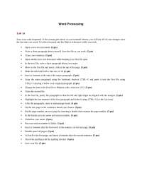 Word Processing - Lab 1A | Introduction to Computer Concepts | CSCE 101 - Docsity