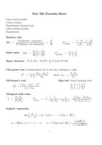 Formula Sheet - Methods in Biostatistics and Epidemiology | STAT 565 - Docsity