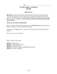 Midterm Exam for Computer Architecture | CS 2410 - Docsity