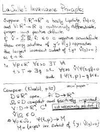 LaSalle's Invariance Principle - Handwritten Notes | MAT 475 - Docsity