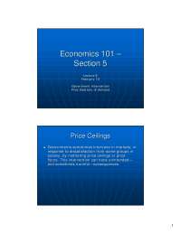 Lecture Slides on Price Ceilings - Principles of Microeconomics | ECON 101 - Docsity