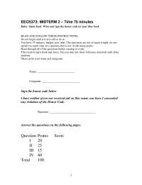 Midterm Exam 2 with Solution - Microprocessor System Design | EECS 373 - Docsity