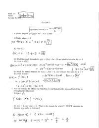 Solutions to Quiz 2 - Life Science Calculus and Model I | MATH 181 - Docsity