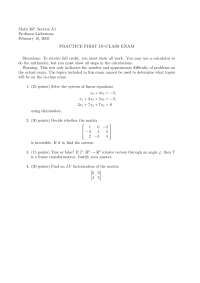 Practice Questions For Exam 1 Matrices And Linear Algebra Math 307