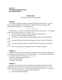 Problem Set 4 - Intermediate Microeconomic Theory | ECON 301 - Docsity