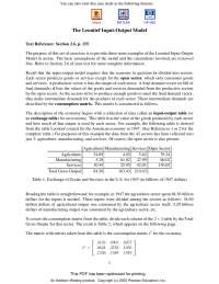The Leontief Input, Output Model - Linear Algebra | MATH 217 - Docsity