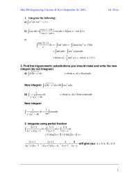 Engineering Calculus II Test 1 – Integrate | MAT 266 - Docsity