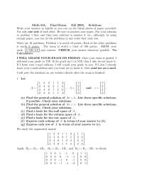 16 Solved Problems on Linear Algebra - Final Examination | MATH 544 - Docsity
