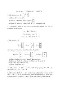 Exam 1 for Matrices and Linear Algebra | MATH 307 - Docsity
