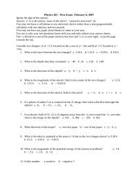 Practice Exam 1 - General Physics II | PHYS 202 - Docsity