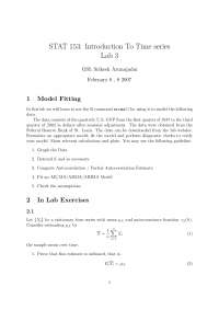 Introduction to Time Series - Lab 3 | STAT 153 - Docsity