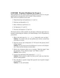 Practice Problems for Exam 1 | Applied Discrete Structures | COT 3100 - Docsity