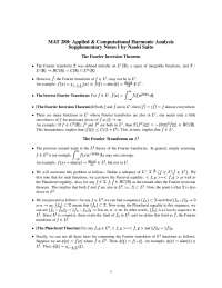 The Fourier Inversion Theorem, The Fourier Transforms | MAT 280 - Docsity