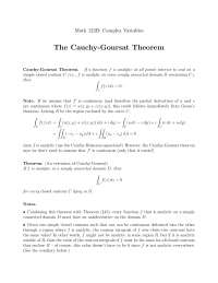 The Cauchy-Goursat Theorem - Lecture Notes | MATH 122A - Docsity