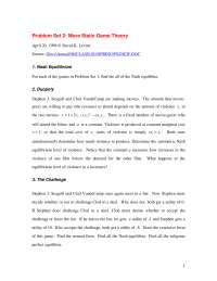 More Static Game Theory - Problem Set 2 | ECON 101 - Docsity