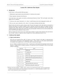 Lecture 6: Continuous Time- Signals | EEL 3135 - Docsity