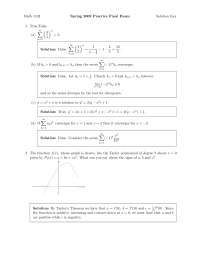 Solutions to Practice Final Exam - Calculus II | MATH 1132 - Docsity