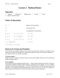 Mathcad Basics - Computer Methods - Lecture Handout | CGN 3421 - Docsity