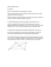 Introduction of Foundations of Geometry l - Exam 1 | MATH 5200 - Docsity