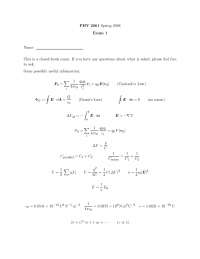 Solved Problems on Enriched Physics with Calculus II - Exam 1 | PHY 2061 - Docsity