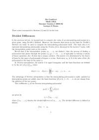 Divided Differences, Osculatory Interpolation, Hermite Interpolation | Math 105 - Docsity