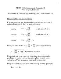 Notes on Structure of the Static Atmosphere | METR 3123 - Docsity