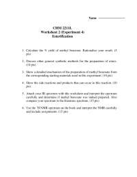 Assignment 2 - Esterification - Organic Chemistry Lab II | CHM 2211L ...