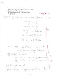 Differential Equations - Solved Test 1 | MAP 2302 - Docsity